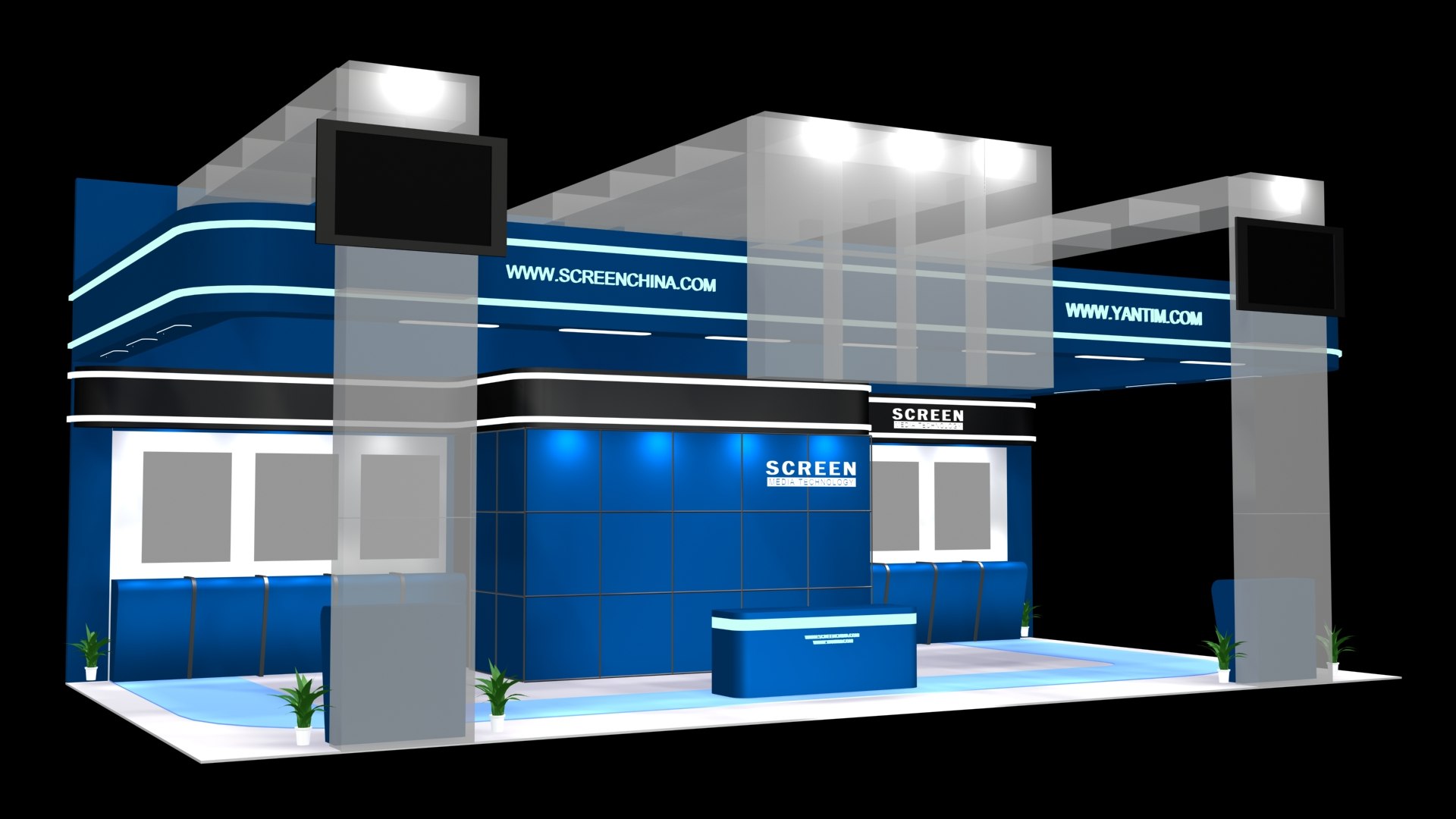 3D Model 3 Side Open Stand Booth 12 X 6 - TurboSquid 1851051