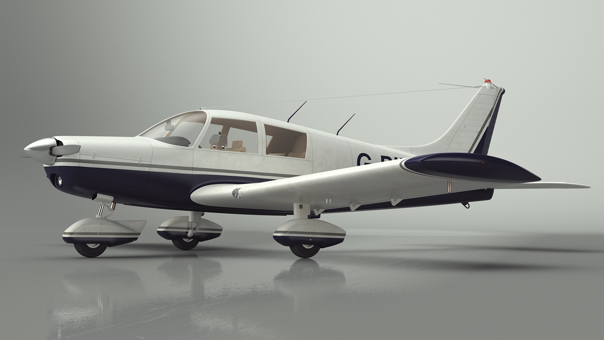 Four Seat Light Aircraft Piper PA-28 Rigged For Maya 3D Model ...