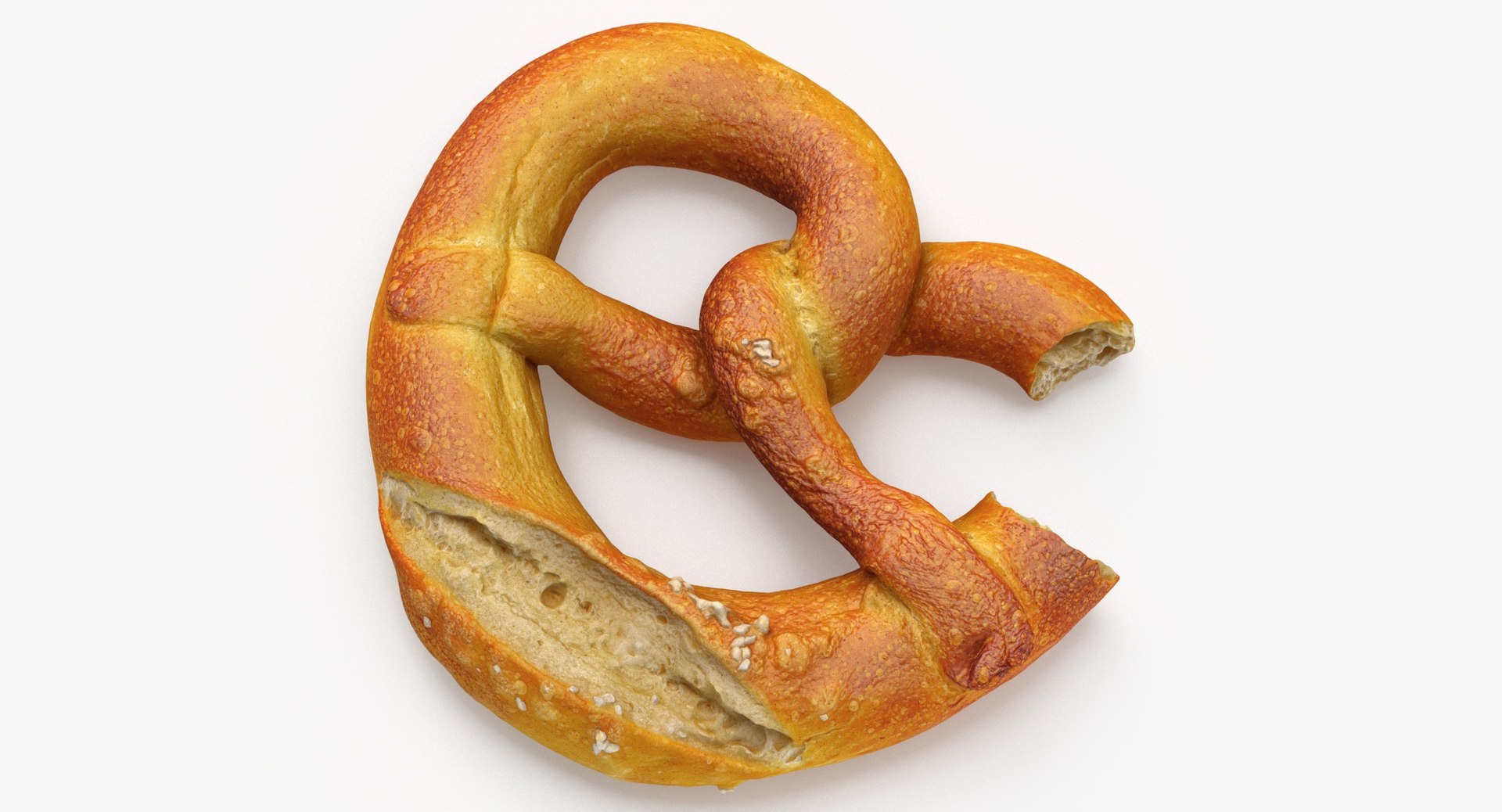 3D Pretzel 01 Bitten Model - TurboSquid 2052855