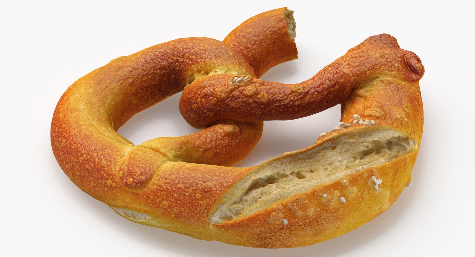 3D Pretzel 01 Bitten Model - TurboSquid 2052855