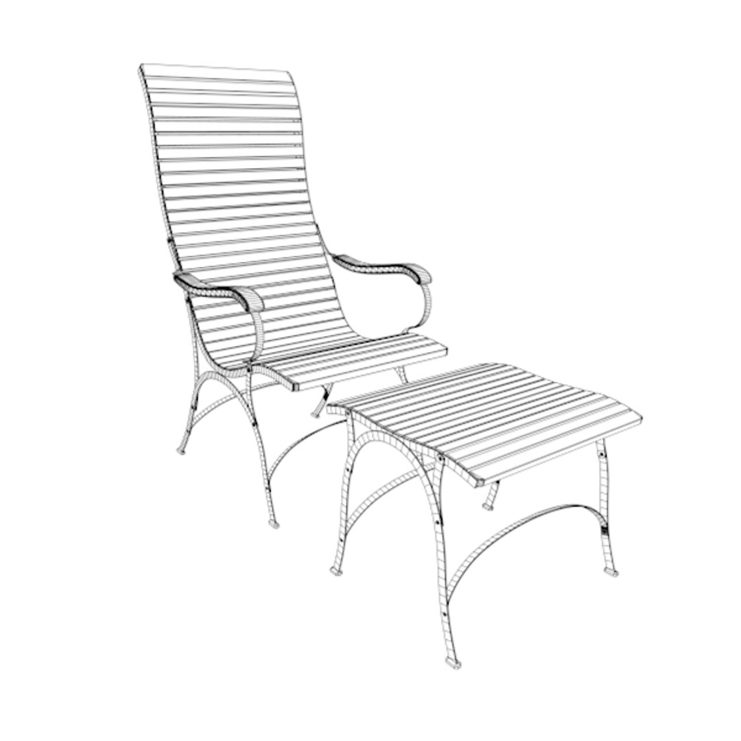 3d Model Classical Patio Furniture Scene