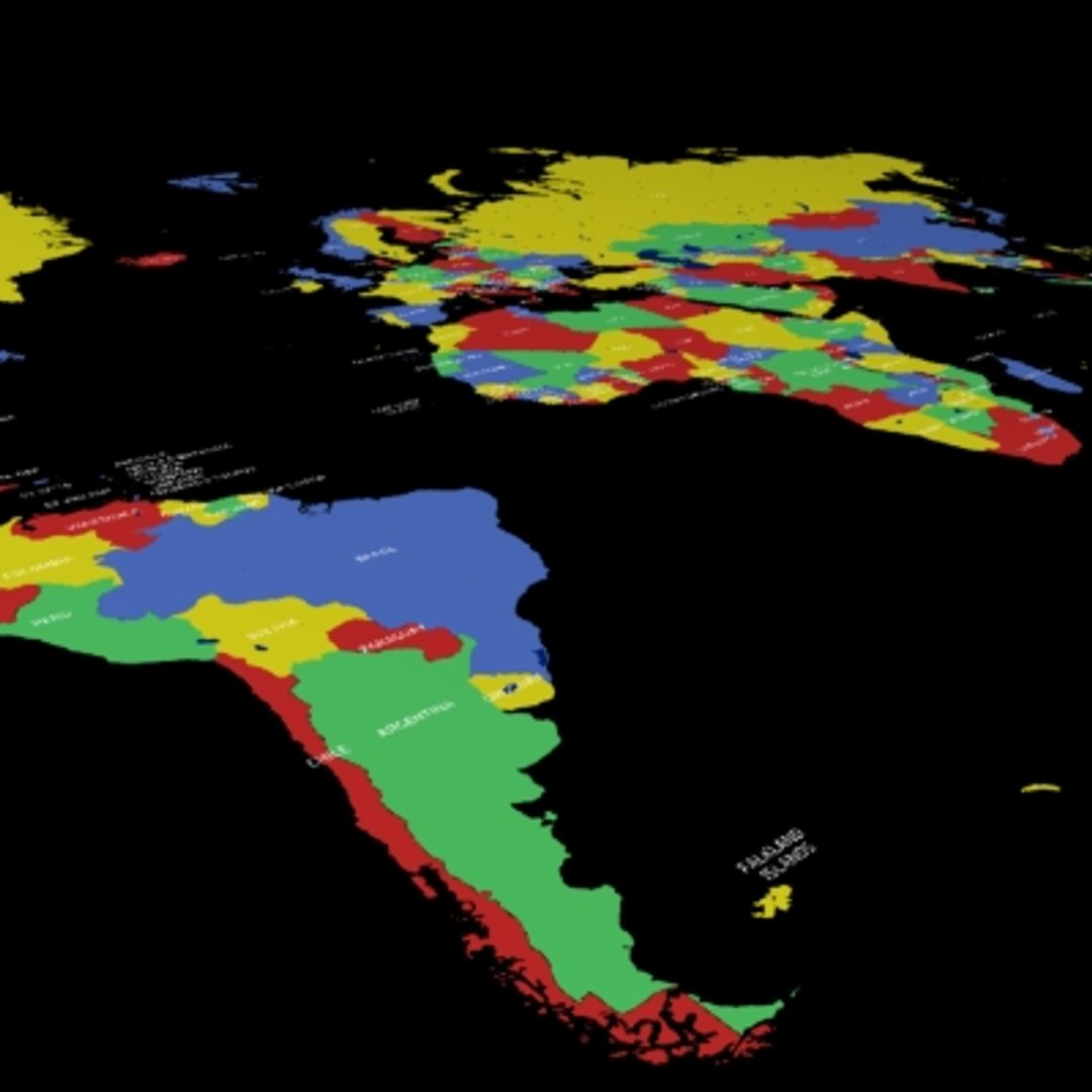 World Country Names 3d Model