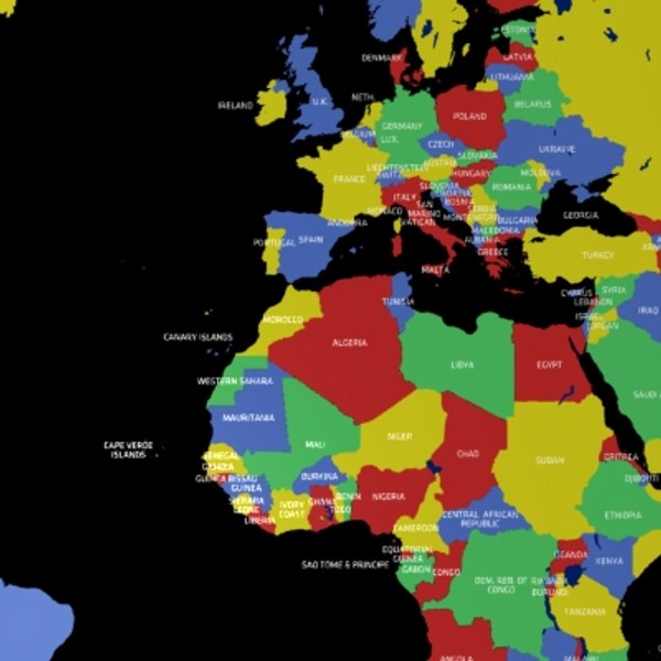 world country names 3d model