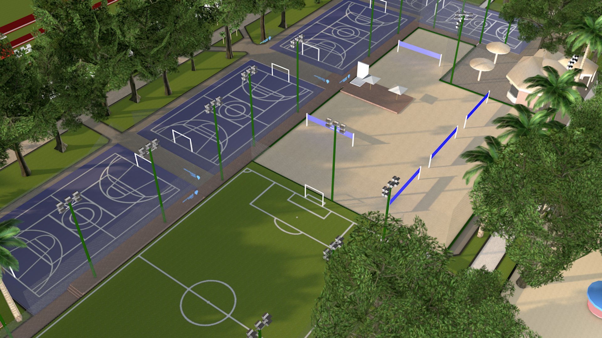 Sports Club Complex 3D Model - TurboSquid 1335941