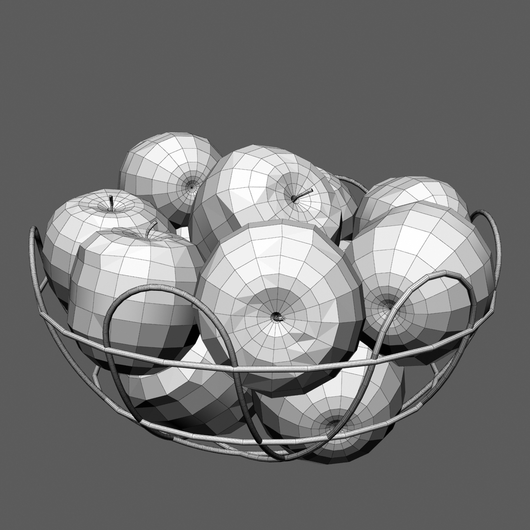 3d Basket Apple Model