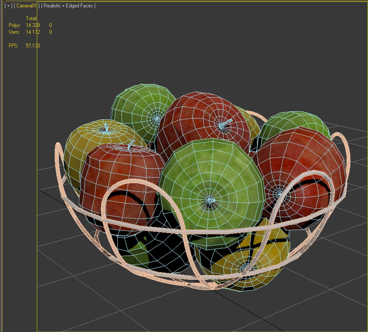 3d Basket Apple Model