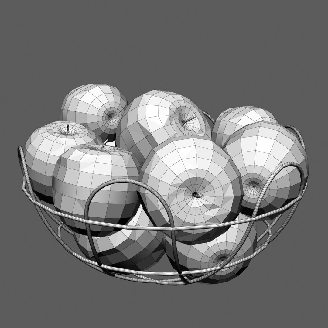 3d Basket Apple Model