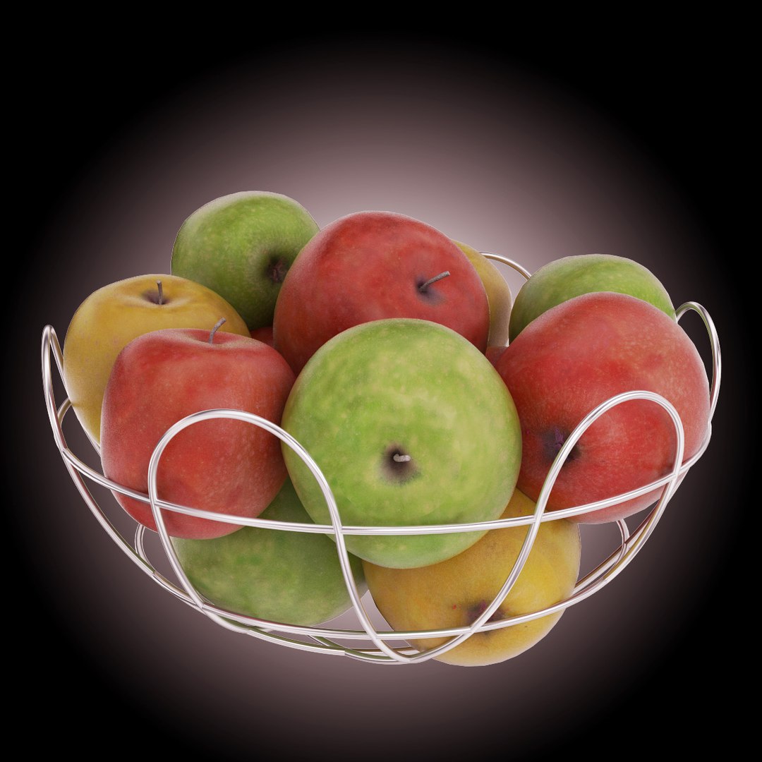 3d Basket Apple Model
