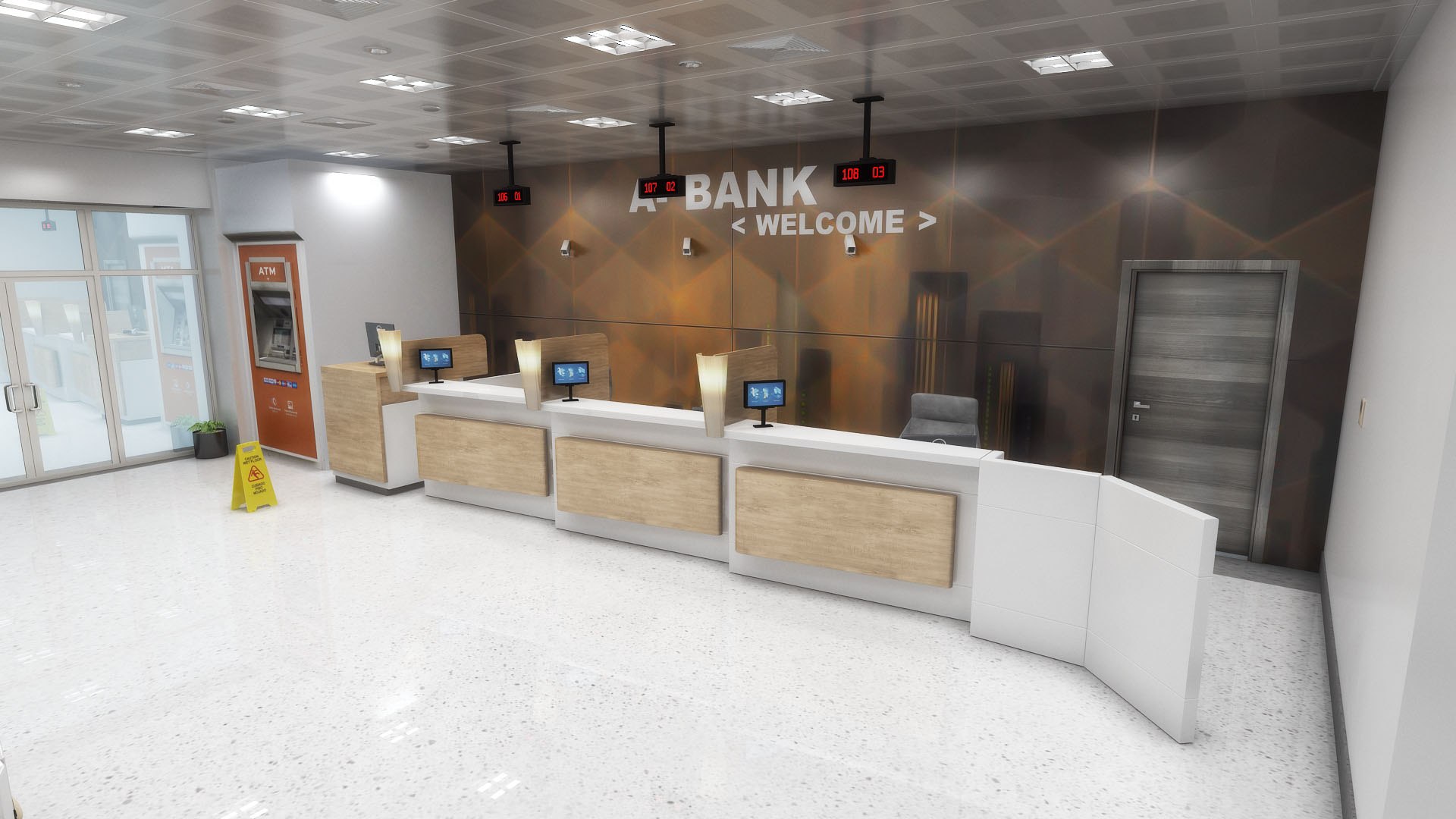 3D model realistic bank room interior - TurboSquid 1394825