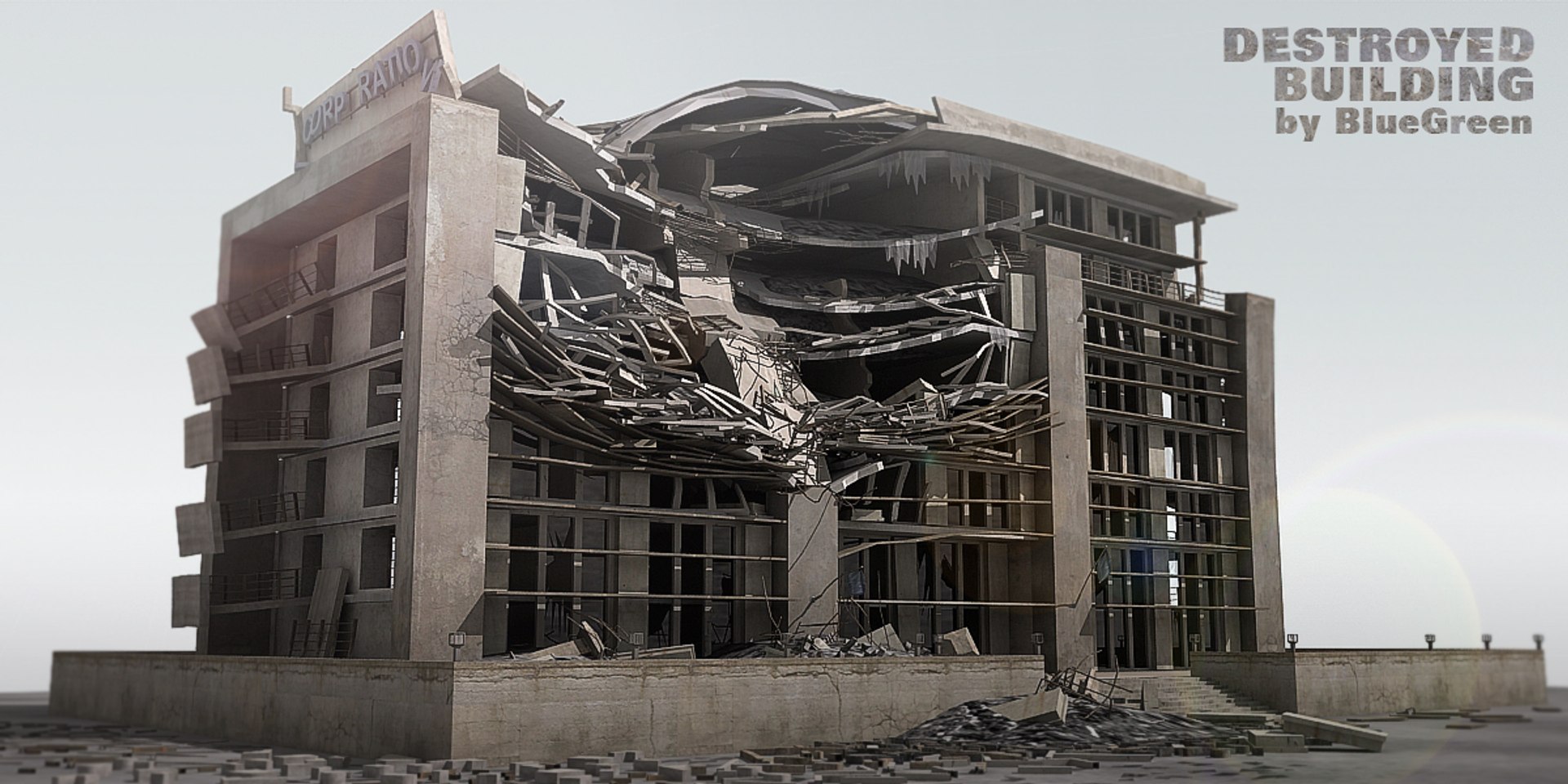 destroyed building 3d 3ds