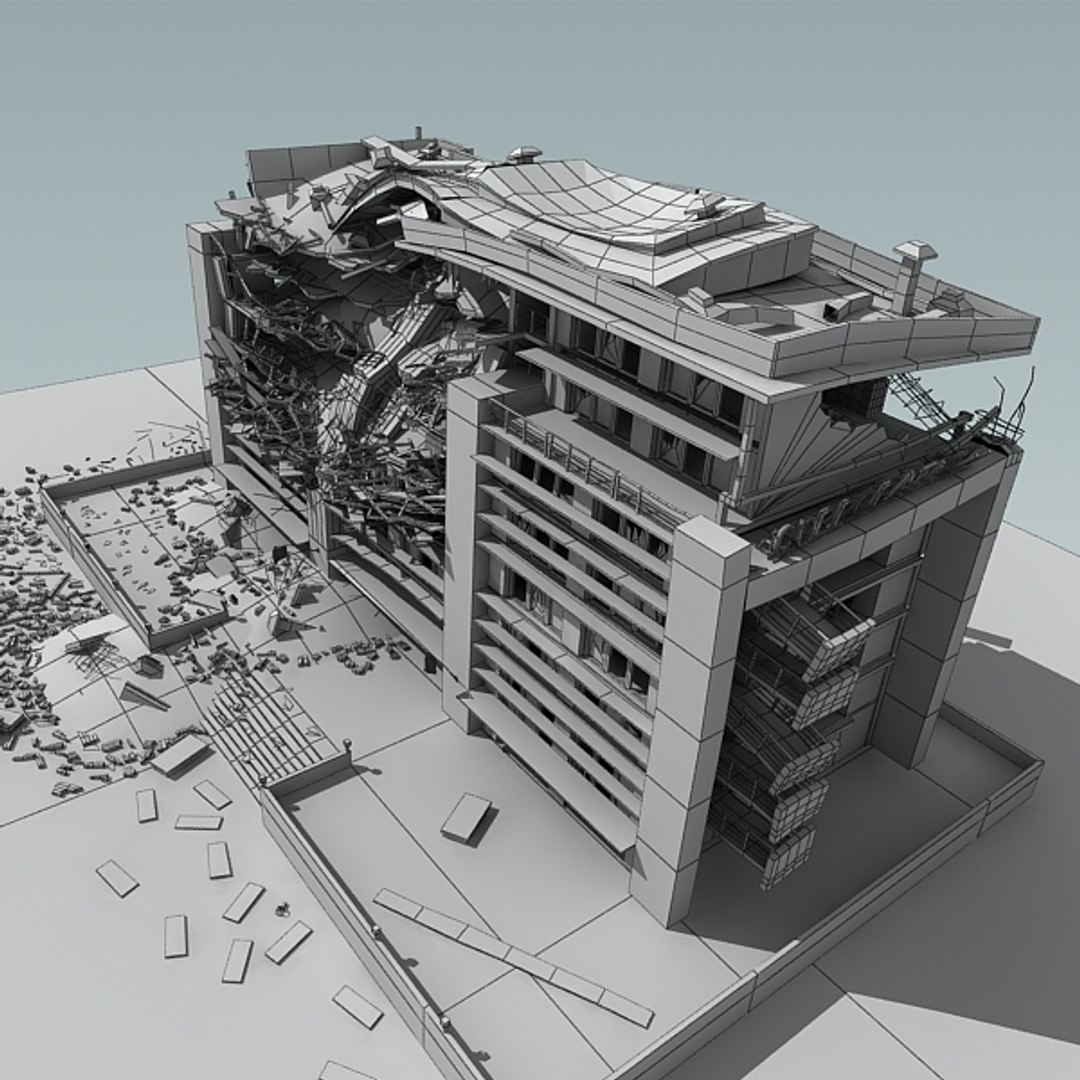 destroyed building 3d 3ds