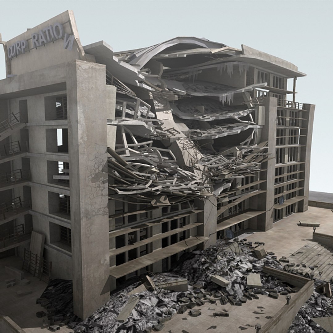 destroyed building 3d 3ds