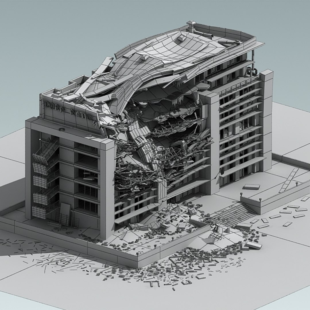 destroyed building 3d 3ds