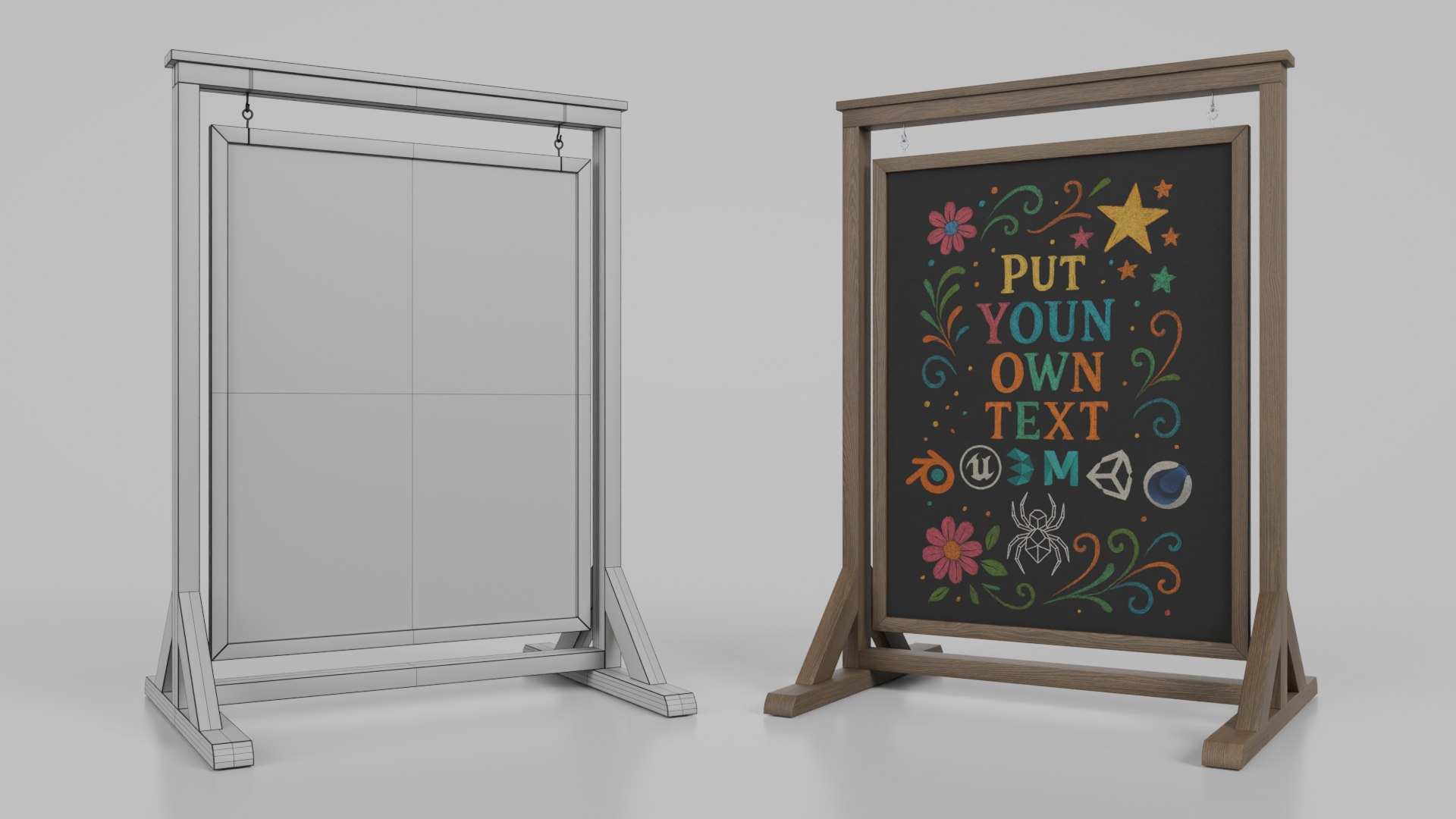 3D Customizable Artisan Chalkboard Signs Model - TurboSquid 2407059