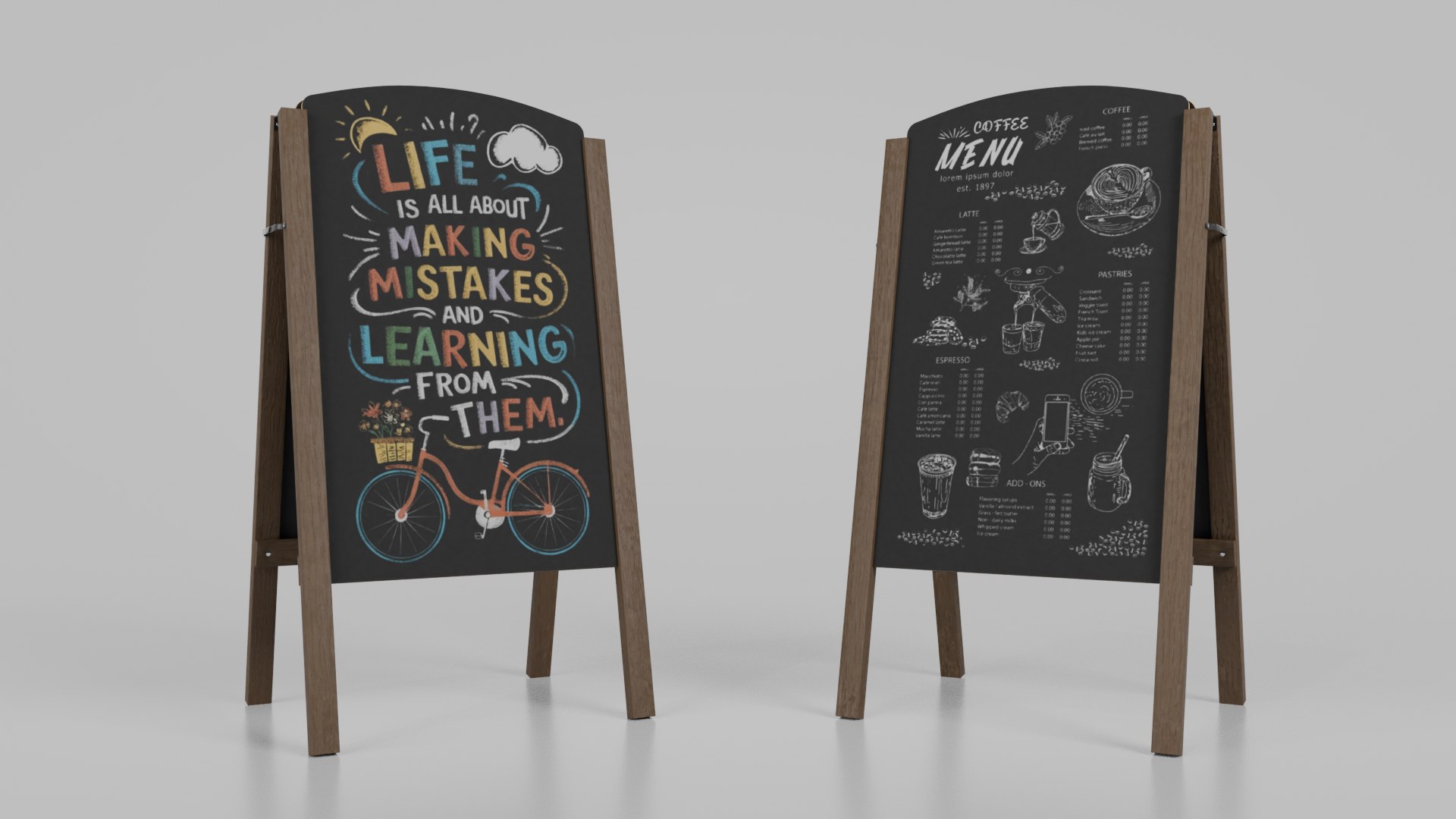 3D Customizable Artisan Chalkboard Signs Model - TurboSquid 2407059