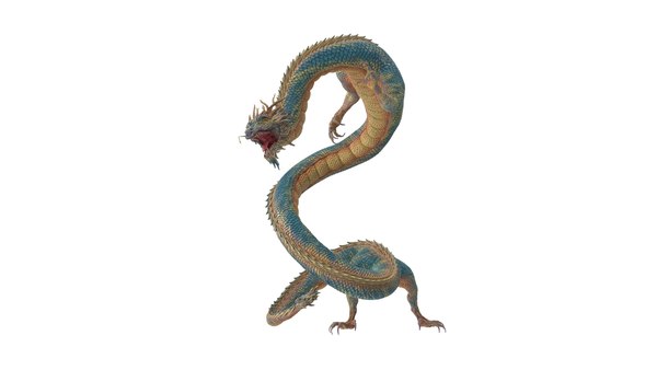 modelo 3d Chino Fantasía Dragón Azul Enojado - TurboSquid 2209117