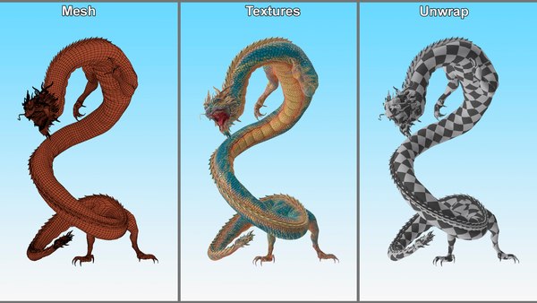 modelo 3d Chino Fantasía Dragón Azul Enojado - TurboSquid 2209117