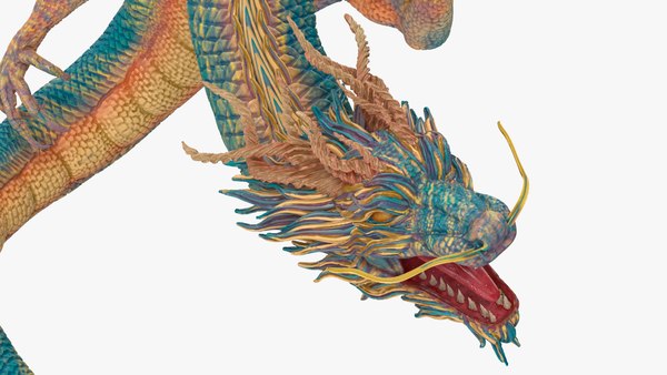modelo 3d Chino Fantasía Dragón Azul Enojado - TurboSquid 2209117