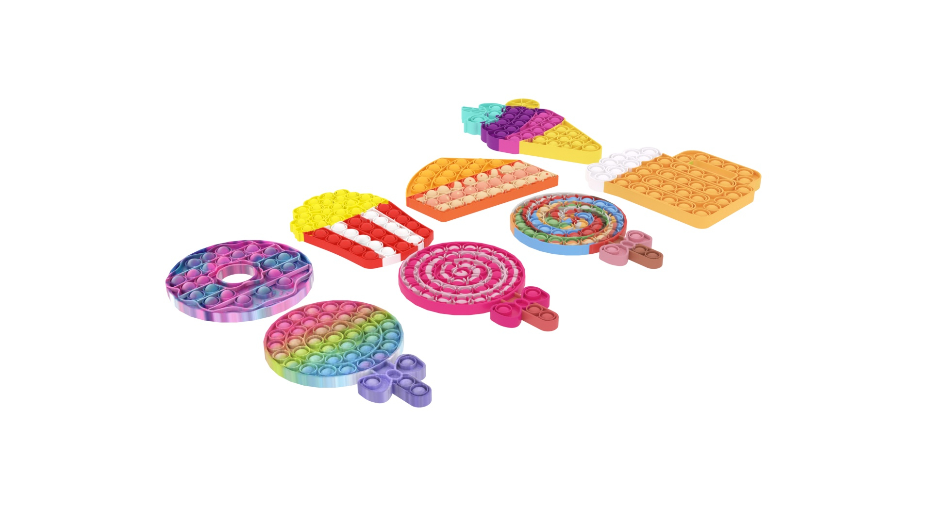 3D Food Pop It Fidget Toys Set Model - TurboSquid 1794129