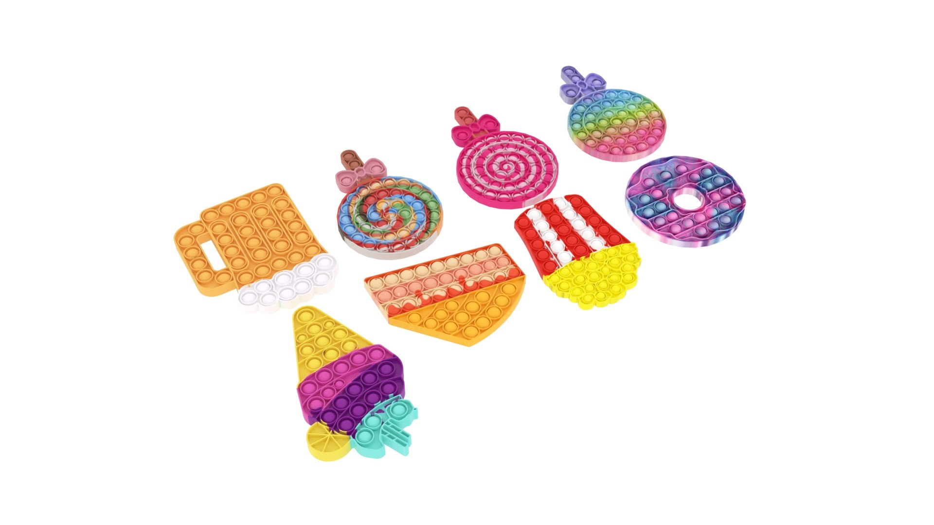 3D Food Pop It Fidget Toys Set Model - TurboSquid 1794129