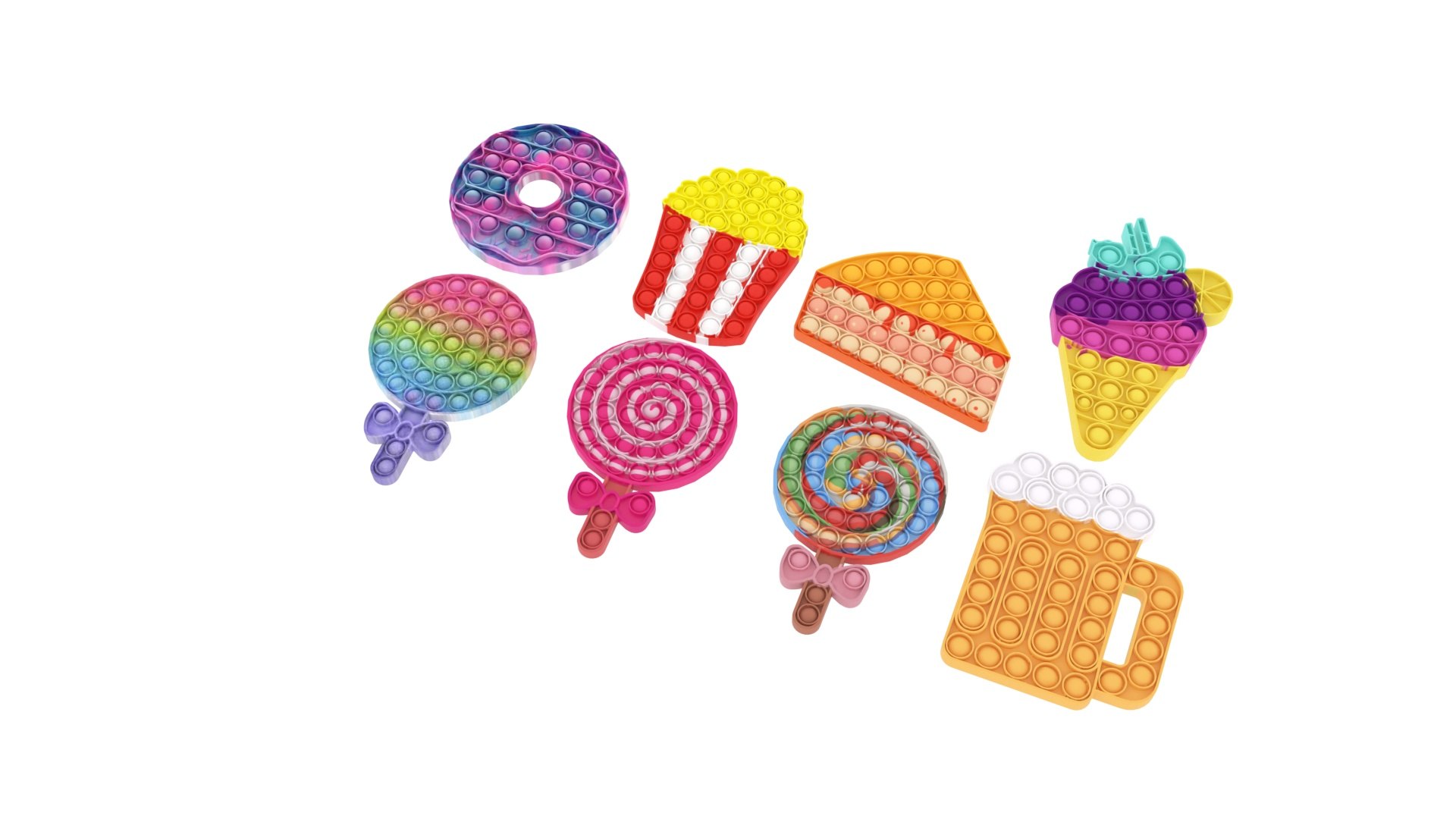3D Food Pop It Fidget Toys Set Model - TurboSquid 1794129