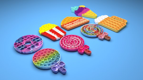3D Food Pop It Fidget Toys Set model - TurboSquid 1794129