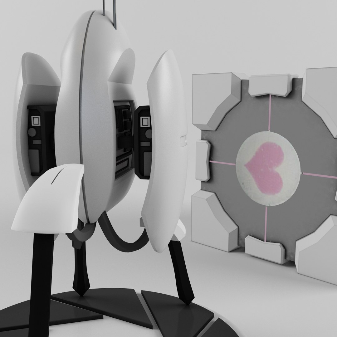 3d portal turret companion cube model