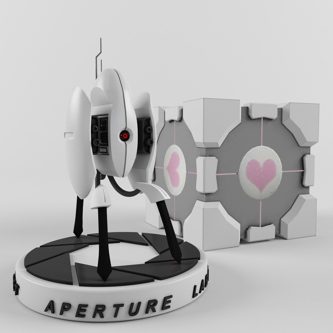 3d portal turret companion cube model