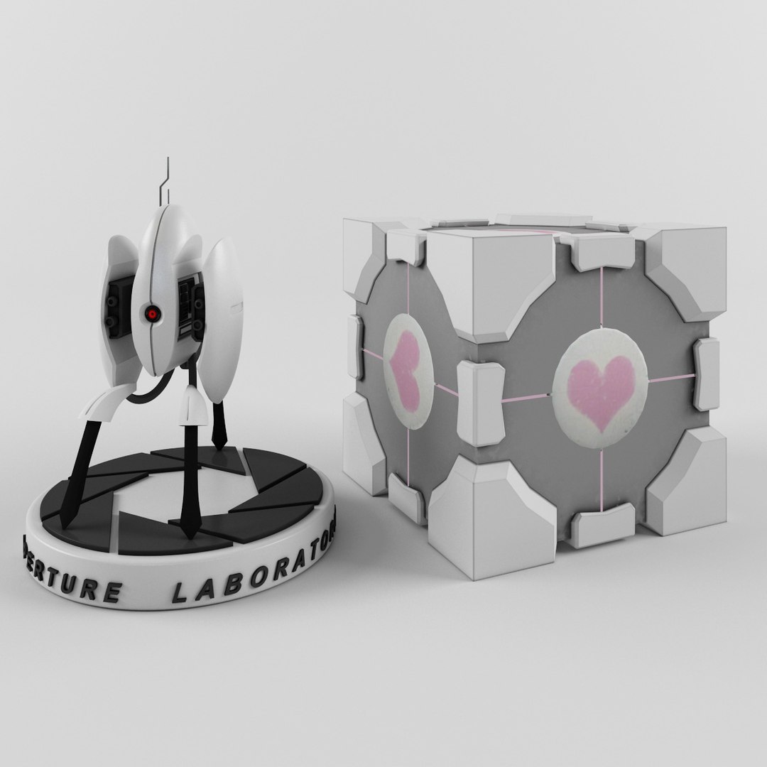 3d portal turret companion cube model
