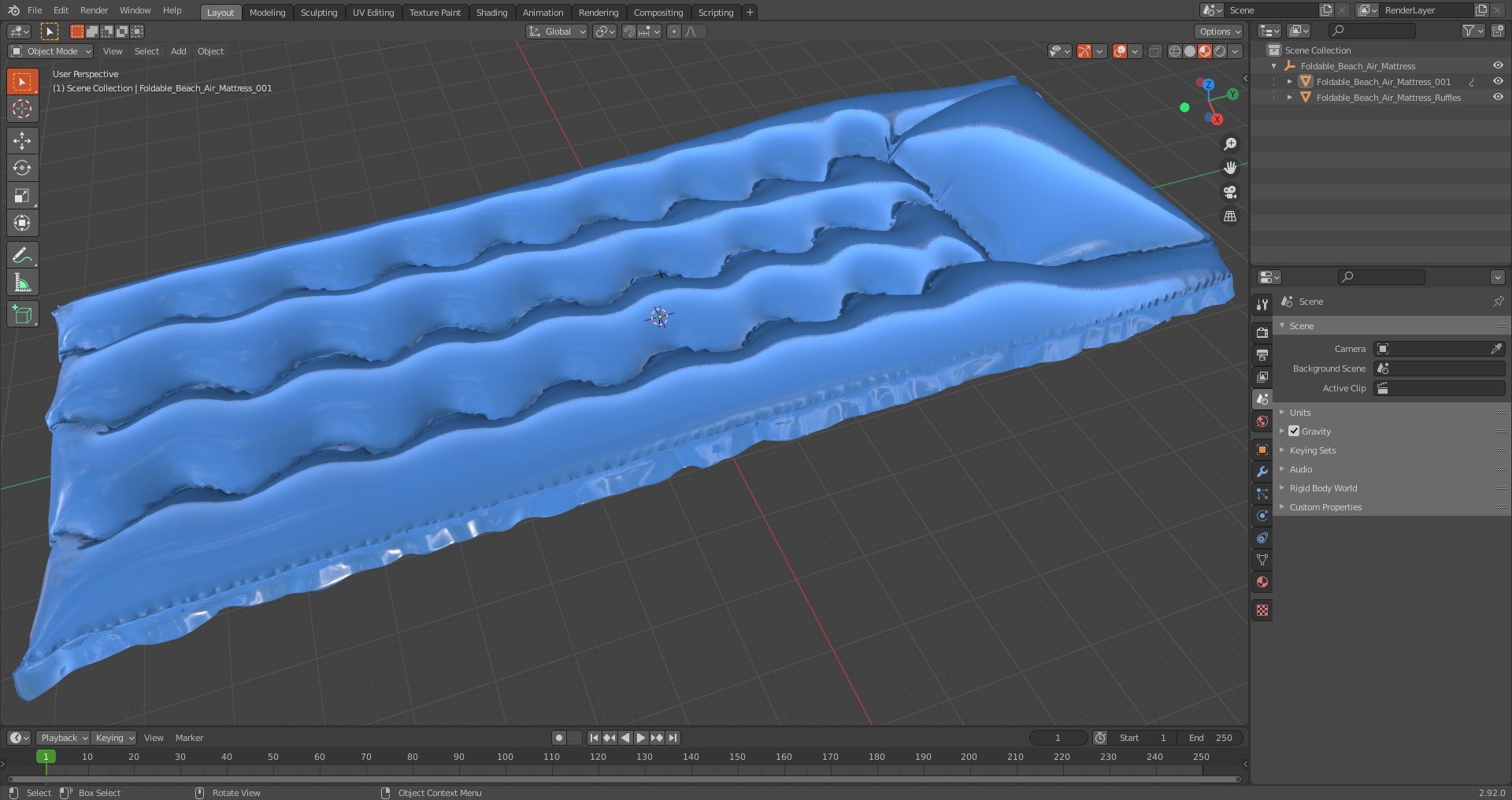 Foldable Beach Air Mattress 3D model - TurboSquid 2146934