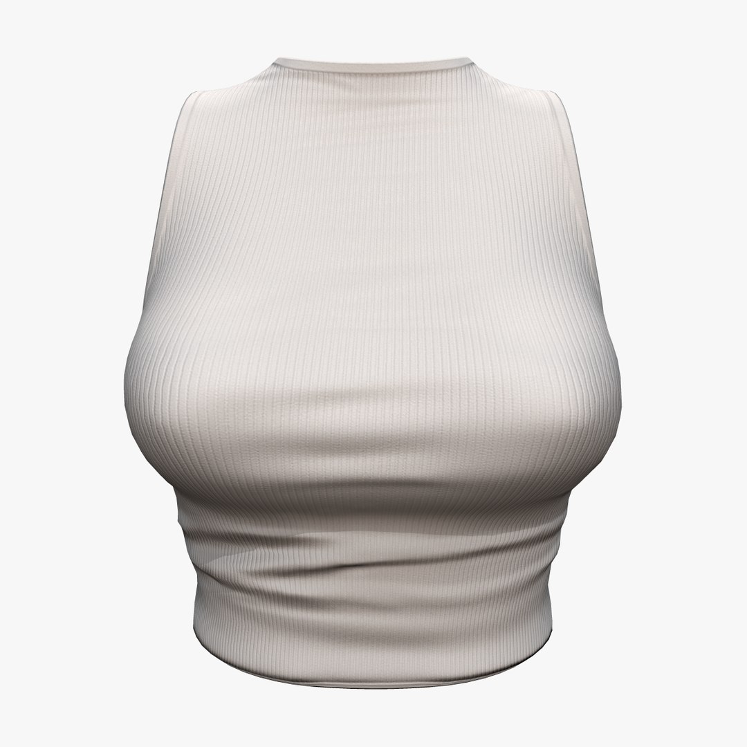 3D Sleveless White Crop Top Model - TurboSquid 1970066