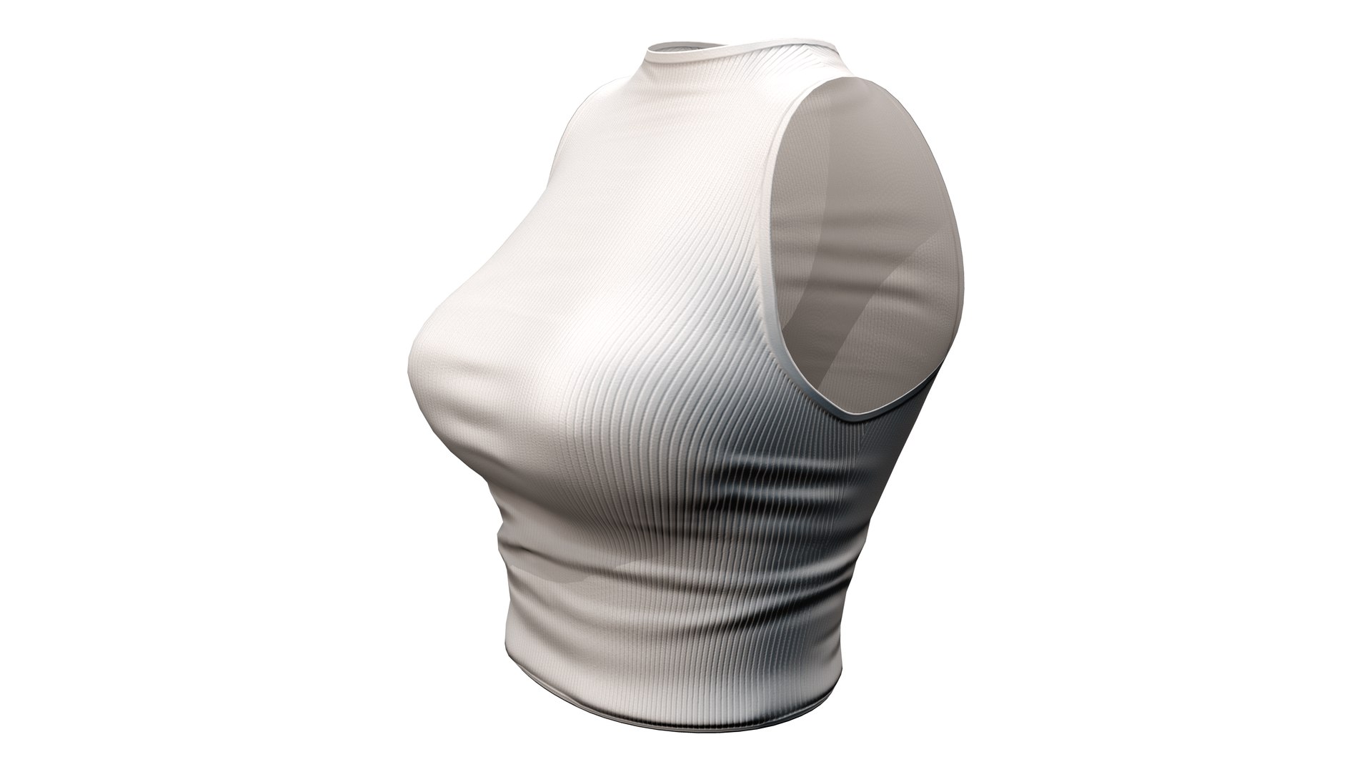 3D Sleveless White Crop Top Model - TurboSquid 1970066