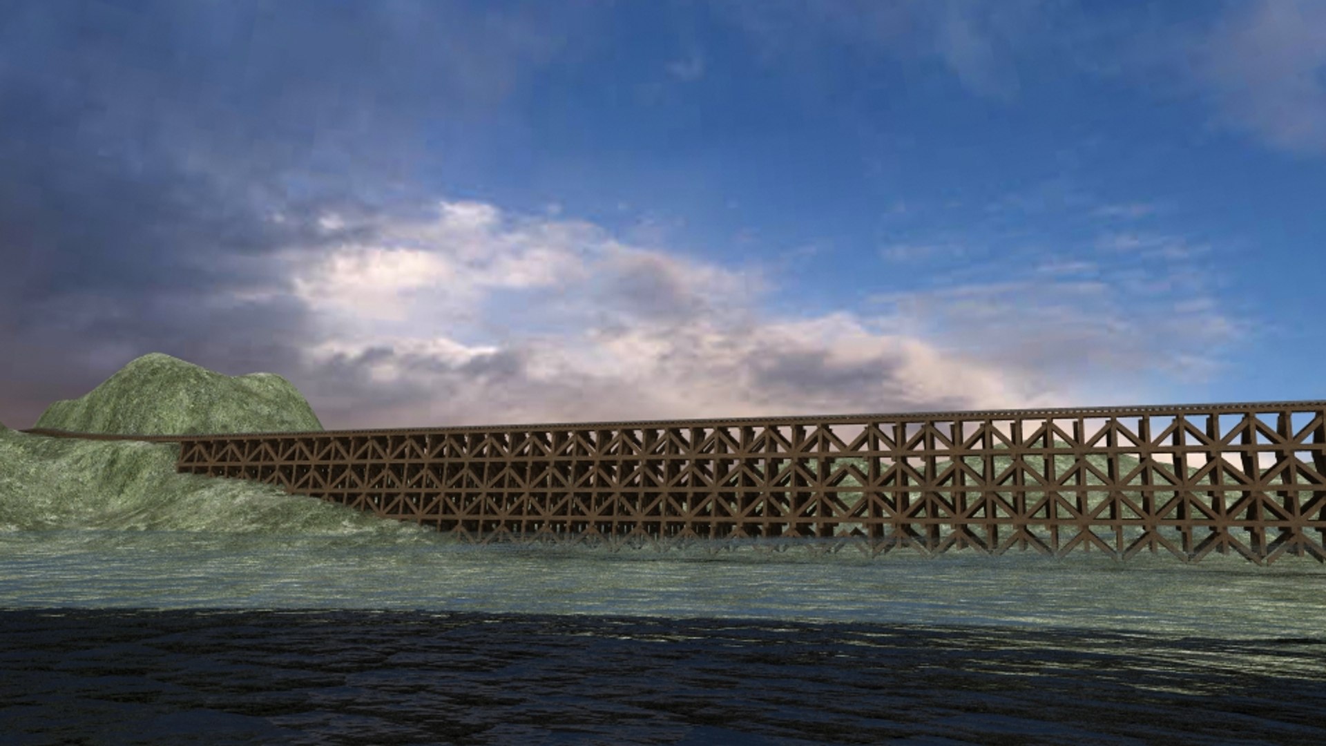 Train Trestle Bridge Environment 3d Obj