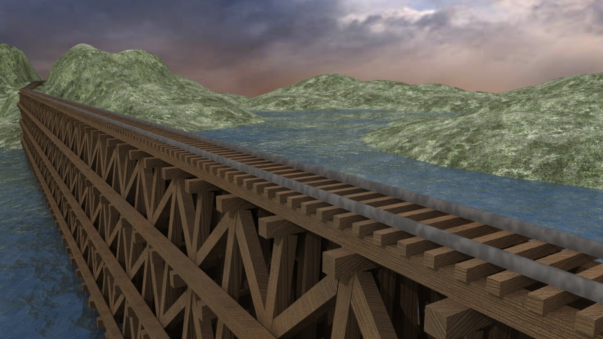 Train Trestle Bridge Environment 3d Obj