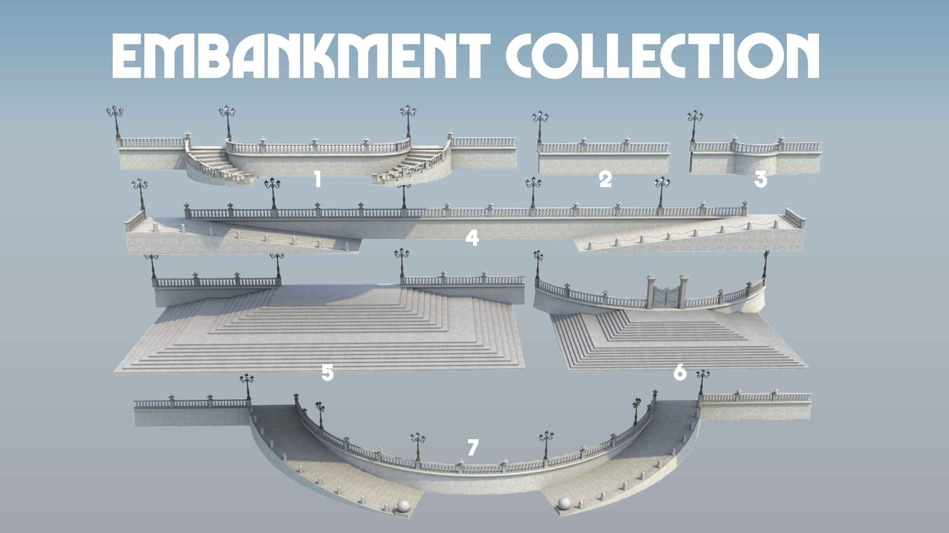 Embankment Promenade collection 3D model - TurboSquid 1965400