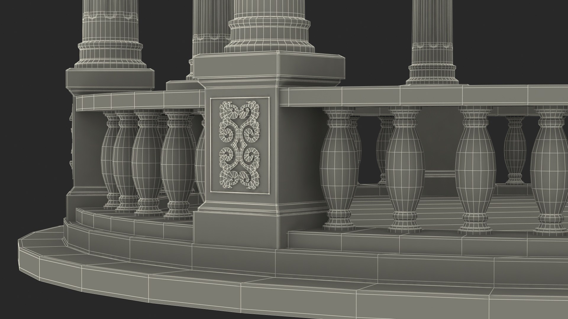 3D stone colonnade model - TurboSquid 1610843