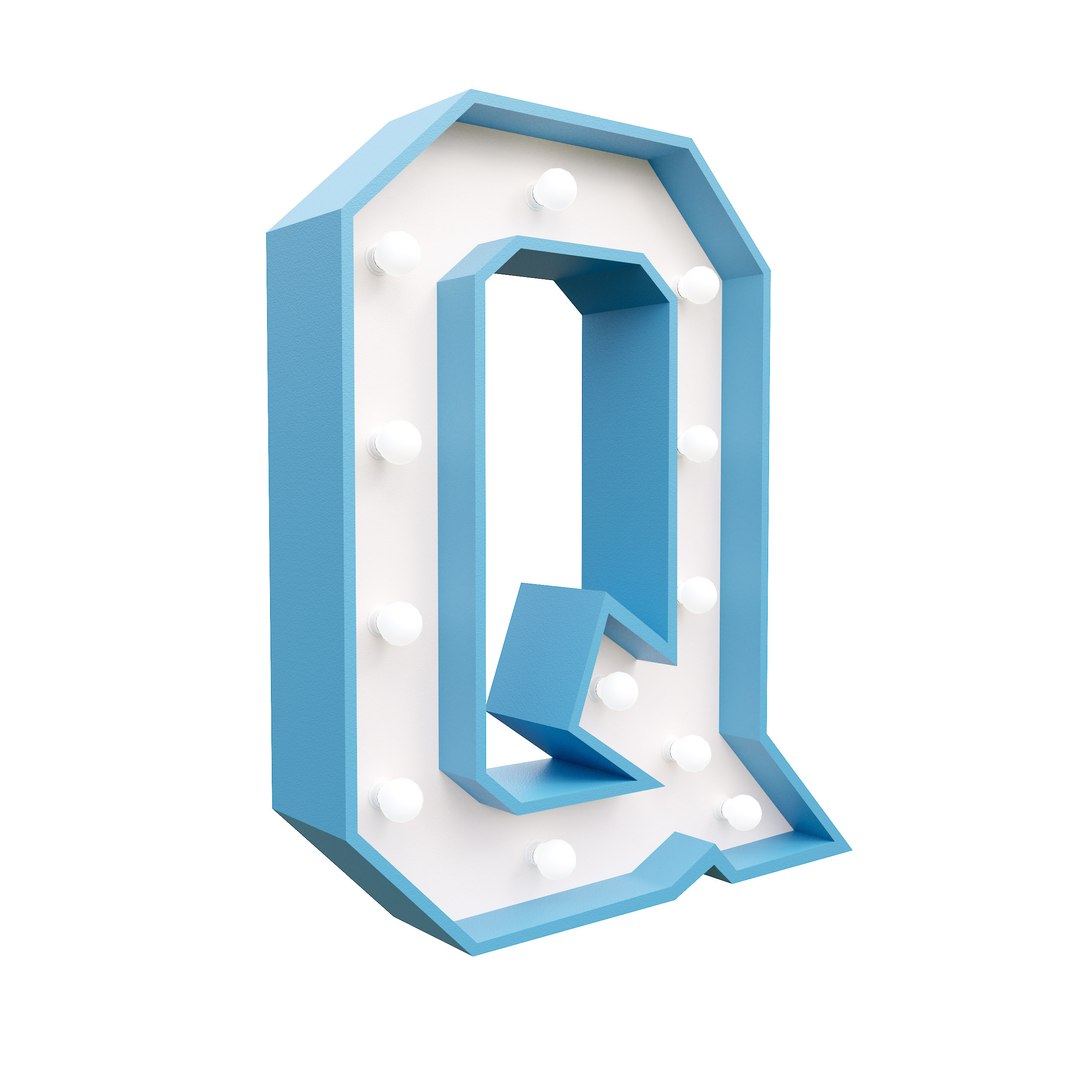 Marquee Letter Q Glow Sign 3dmodel Model - TurboSquid 1975752