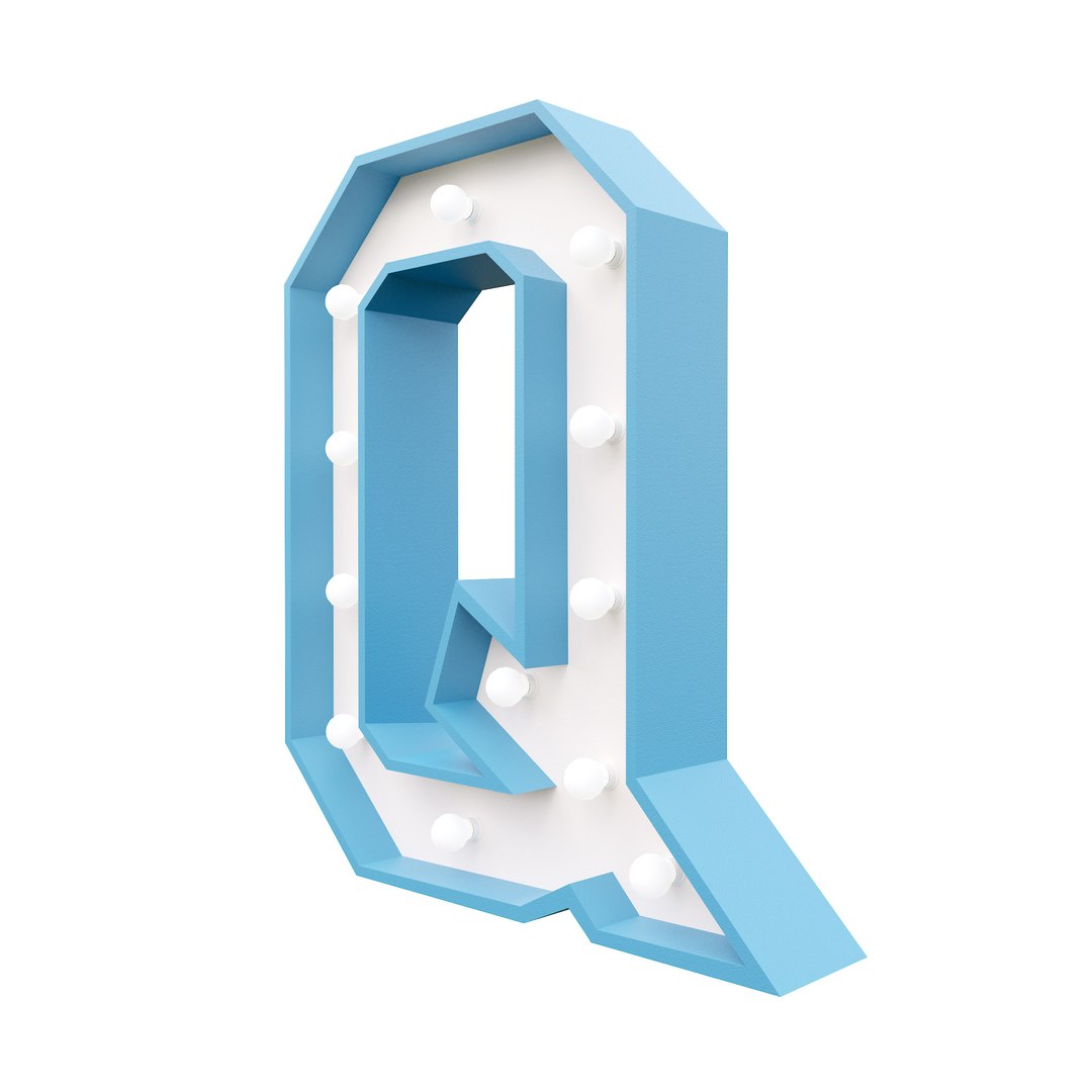 Marquee Letter Q Glow Sign 3dmodel Model - TurboSquid 1975752