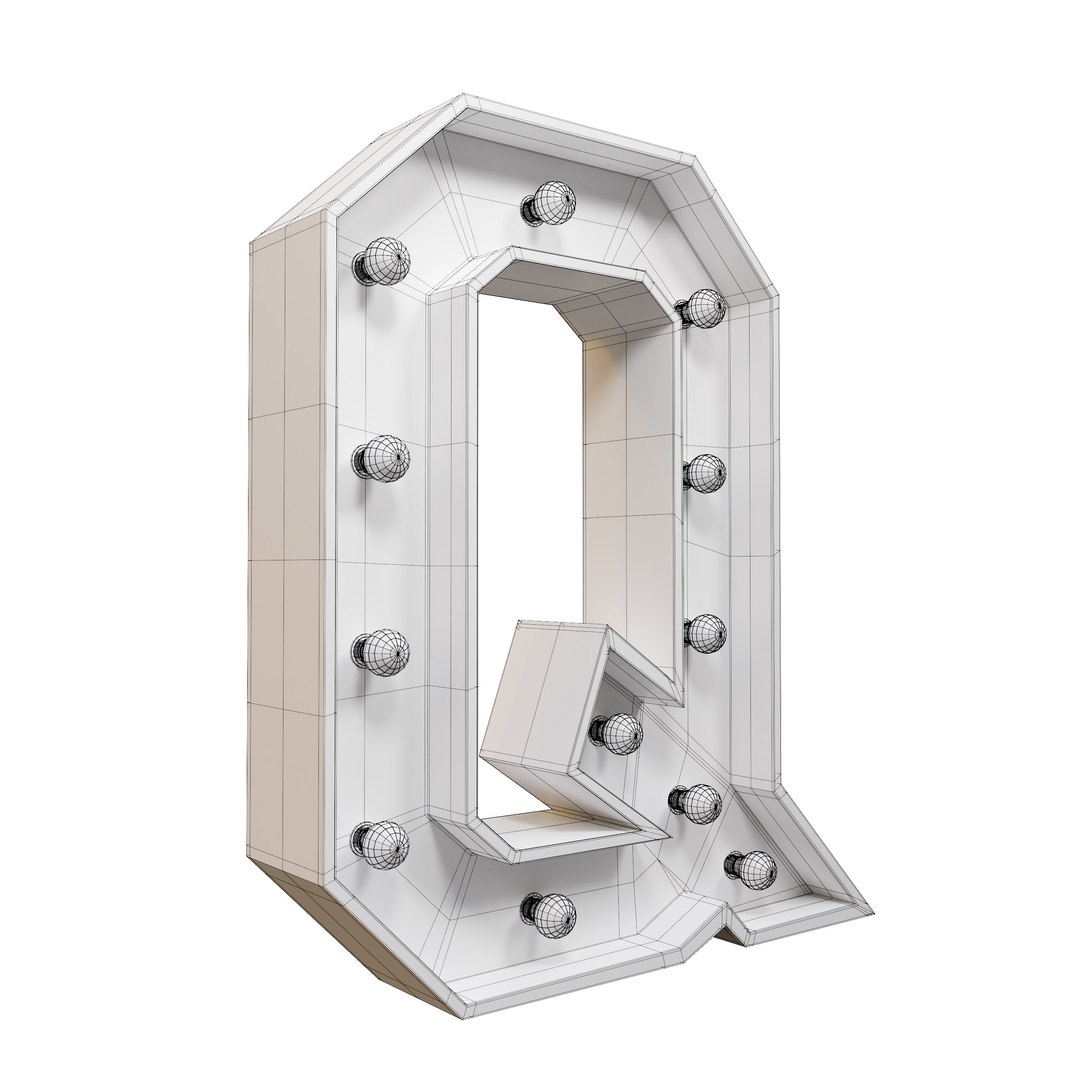 Marquee Letter Q Glow Sign 3dmodel Model - TurboSquid 1975752