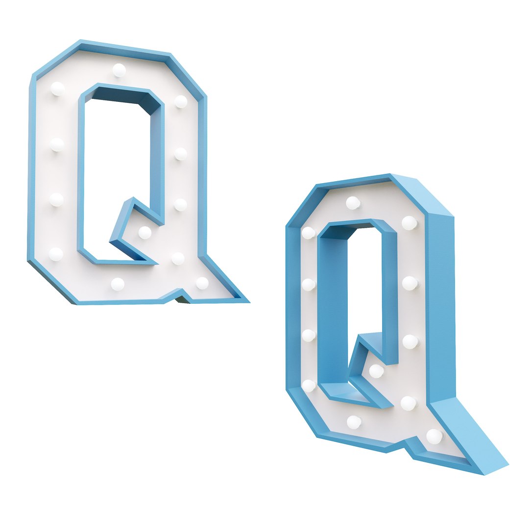 Marquee Letter Q Glow Sign 3dmodel Model - TurboSquid 1975752