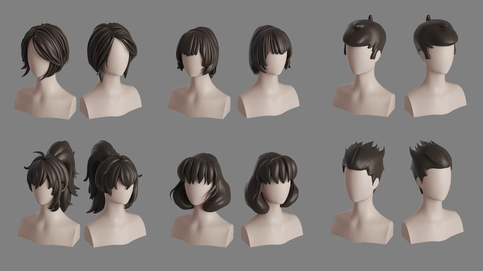 Stylised Hair Bundle 3D Model - TurboSquid 2073717