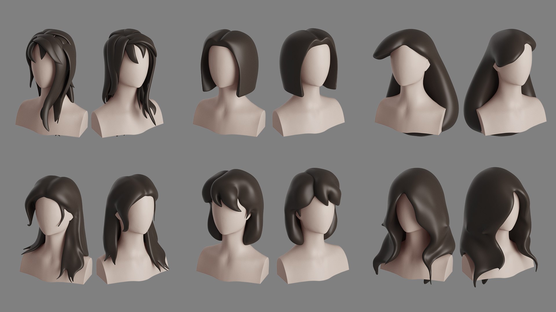 Stylised Hair Bundle 3D Model - TurboSquid 2073717