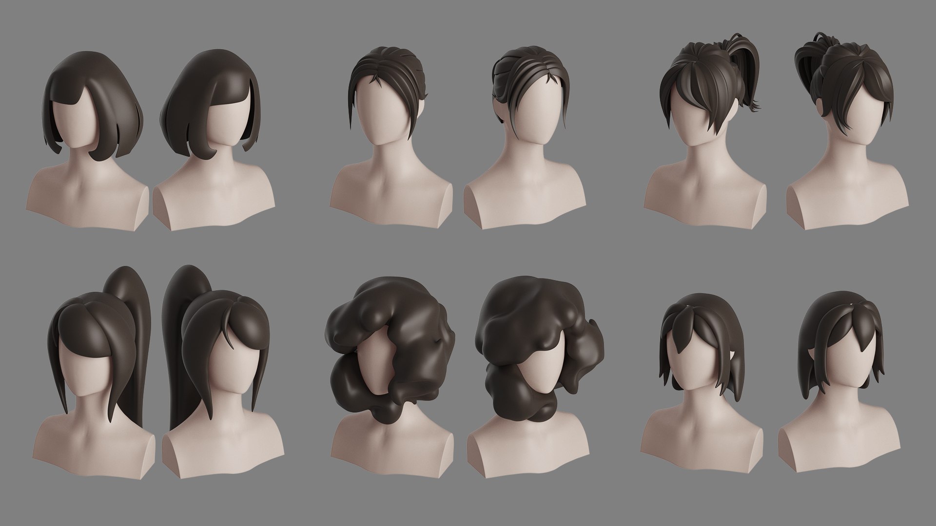 Stylised Hair Bundle 3D Model - TurboSquid 2073717