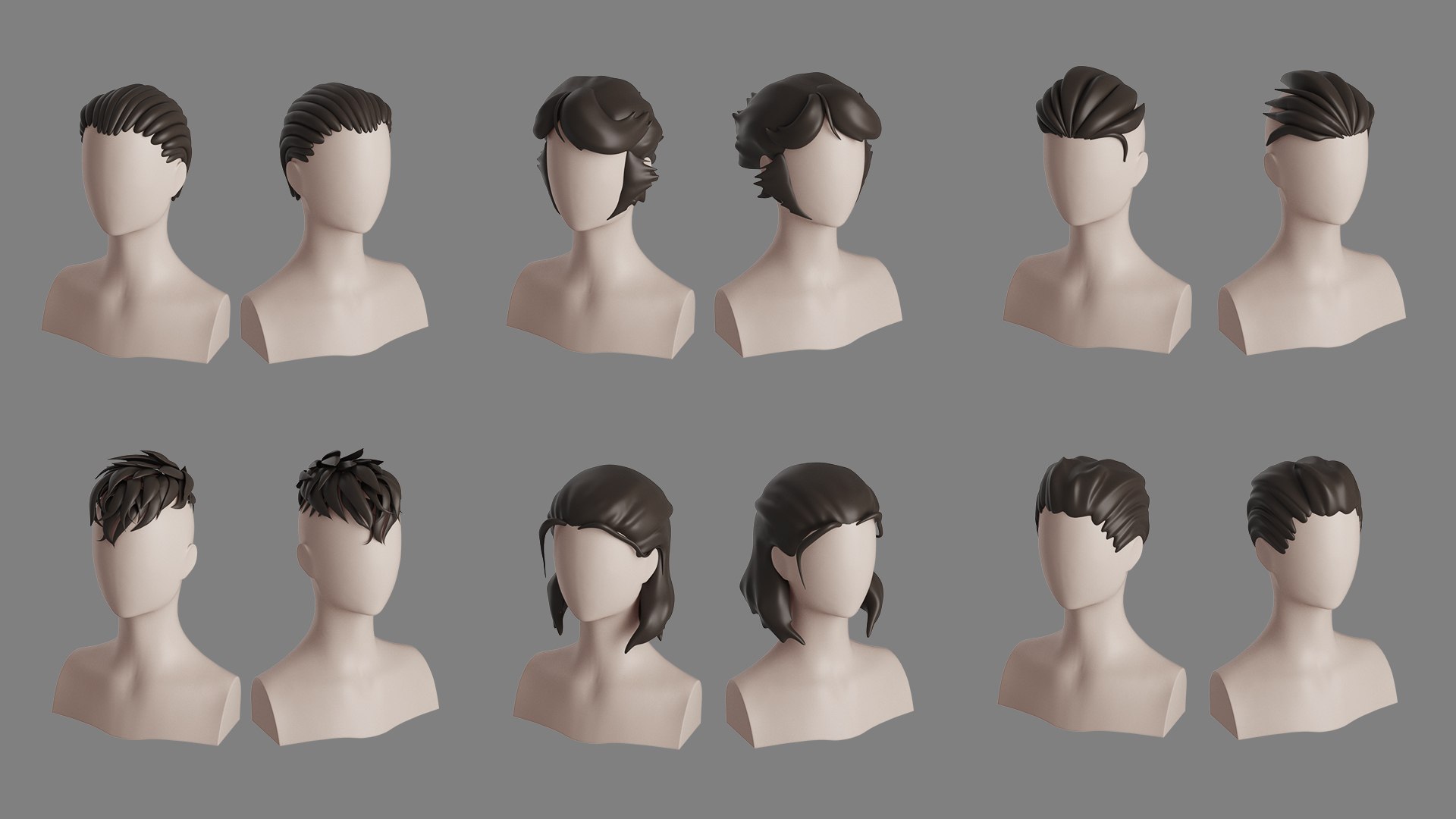Stylised Hair Bundle 3D Model - TurboSquid 2073717