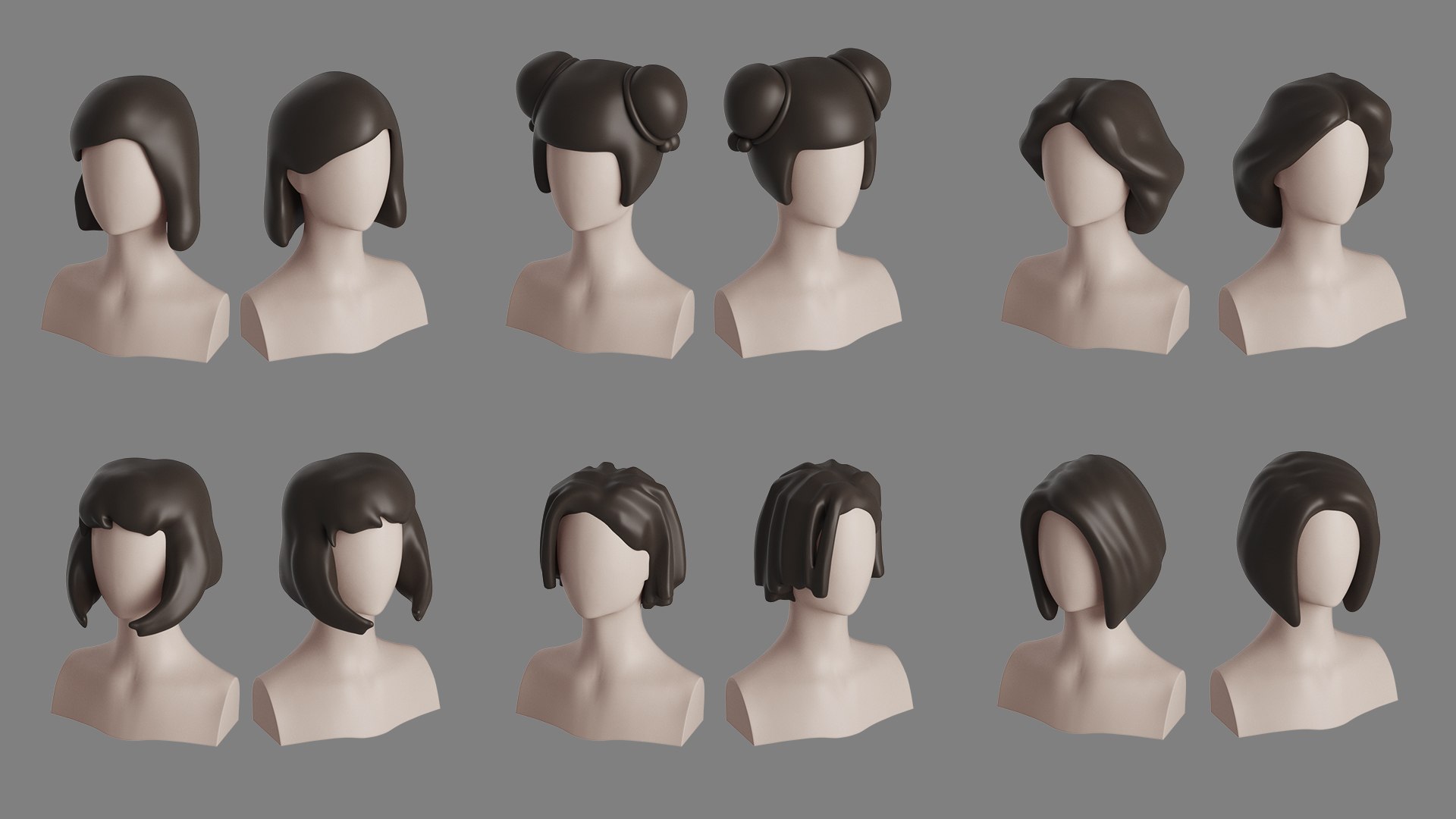 Stylised Hair Bundle 3D Model - TurboSquid 2073717
