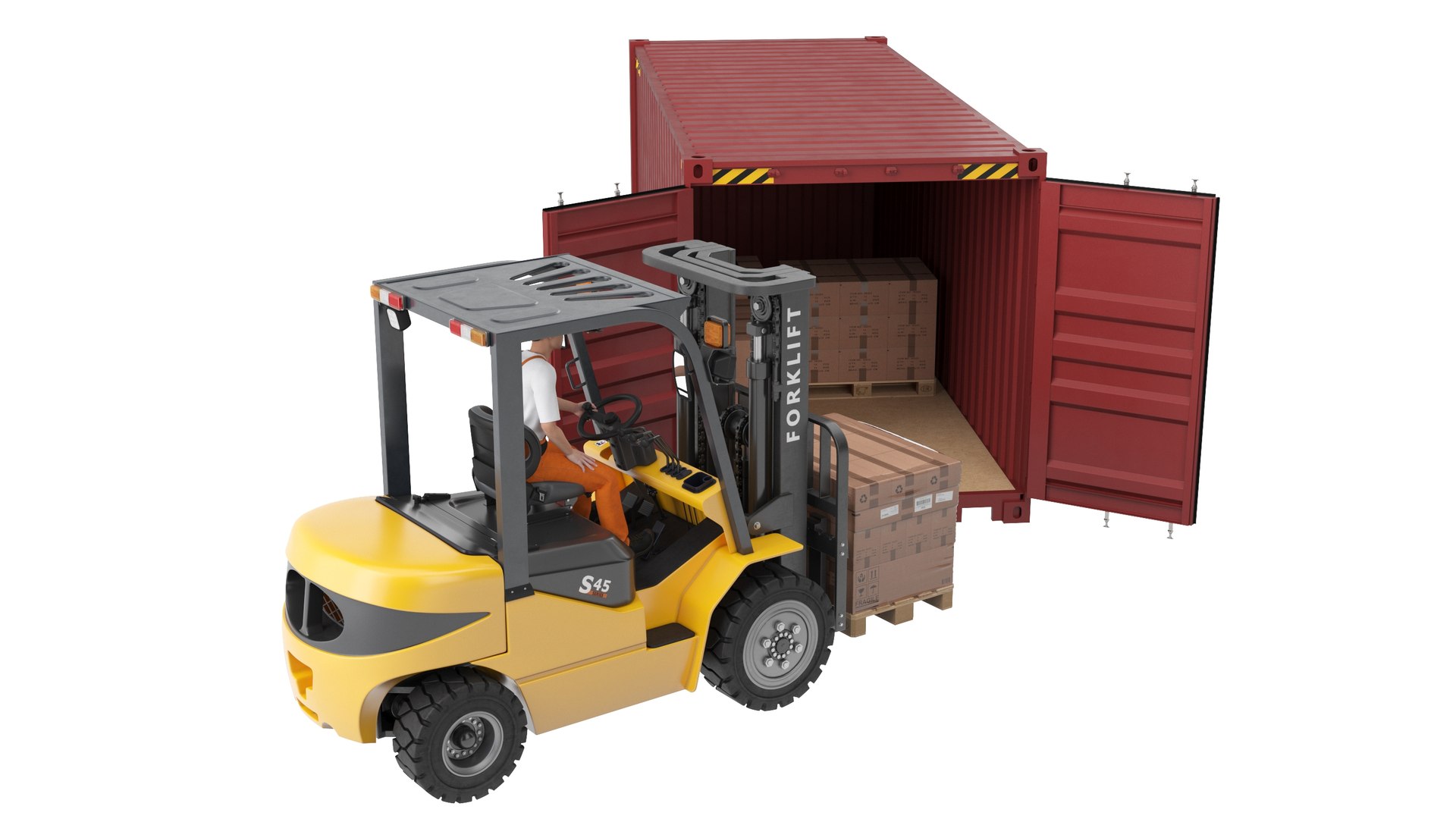 3D Forklift Loading Cargo To Container - TurboSquid 2019576