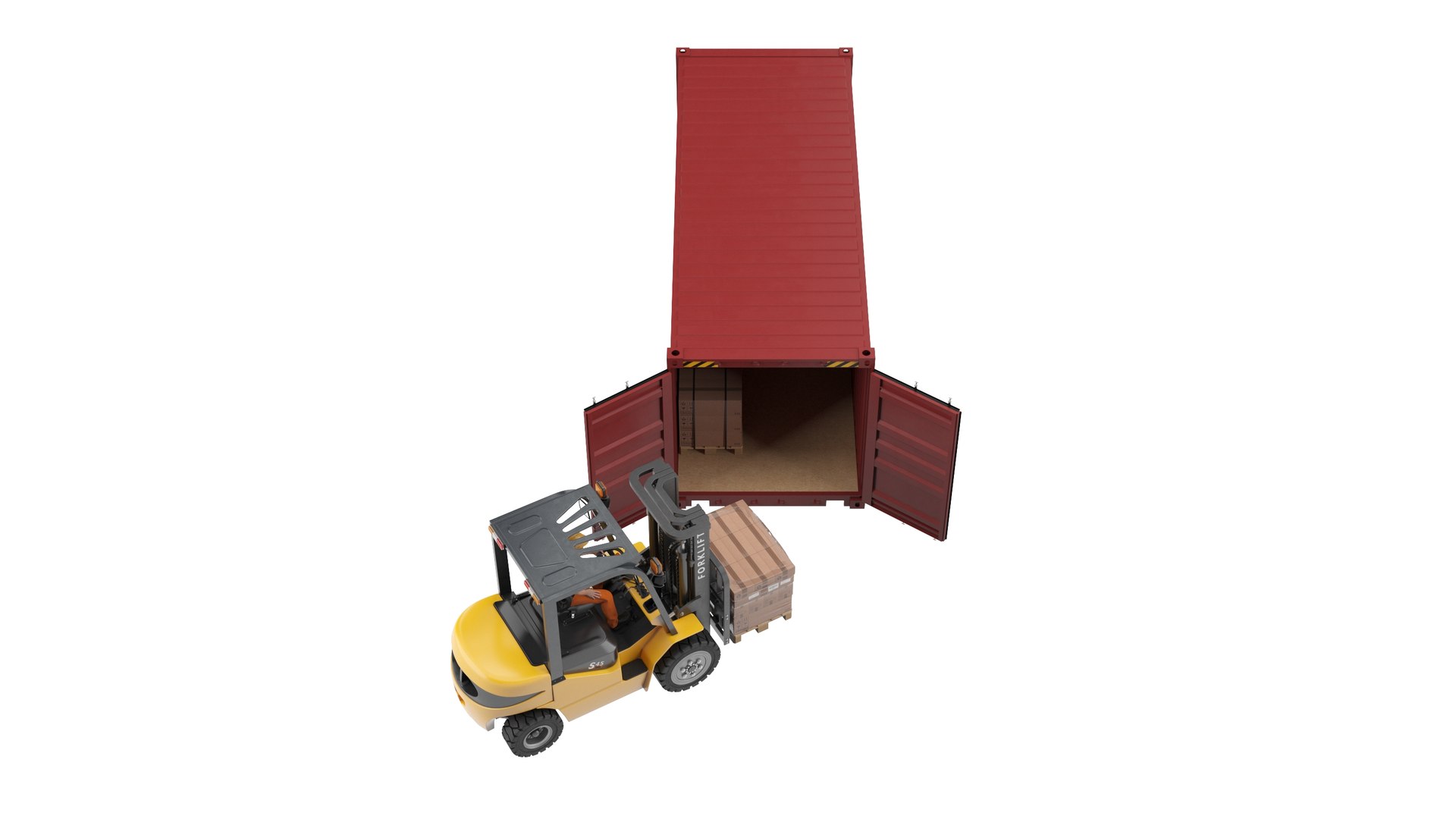 3D Forklift Loading Cargo To Container - TurboSquid 2019576