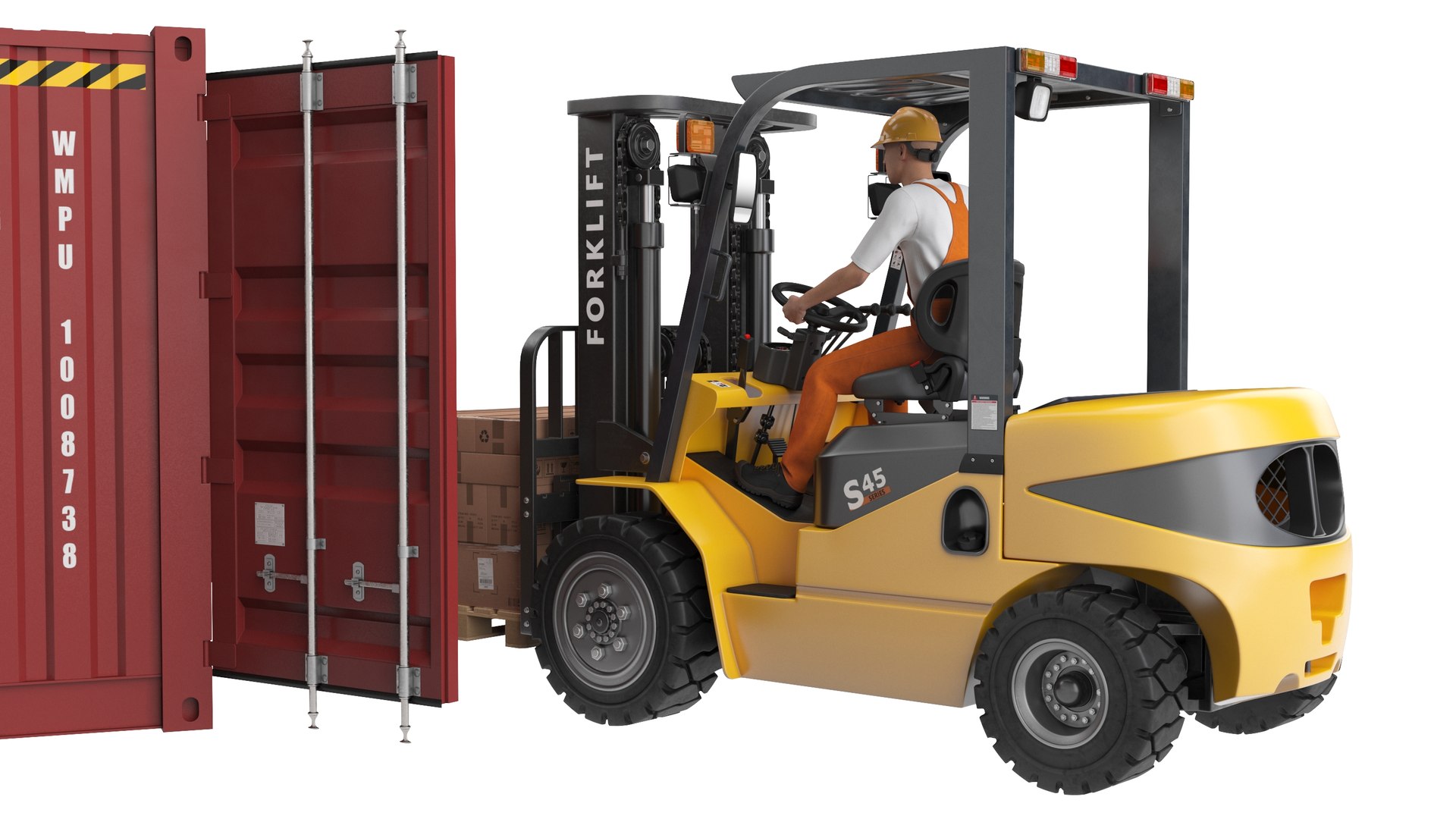 3D Forklift Loading Cargo To Container - TurboSquid 2019576