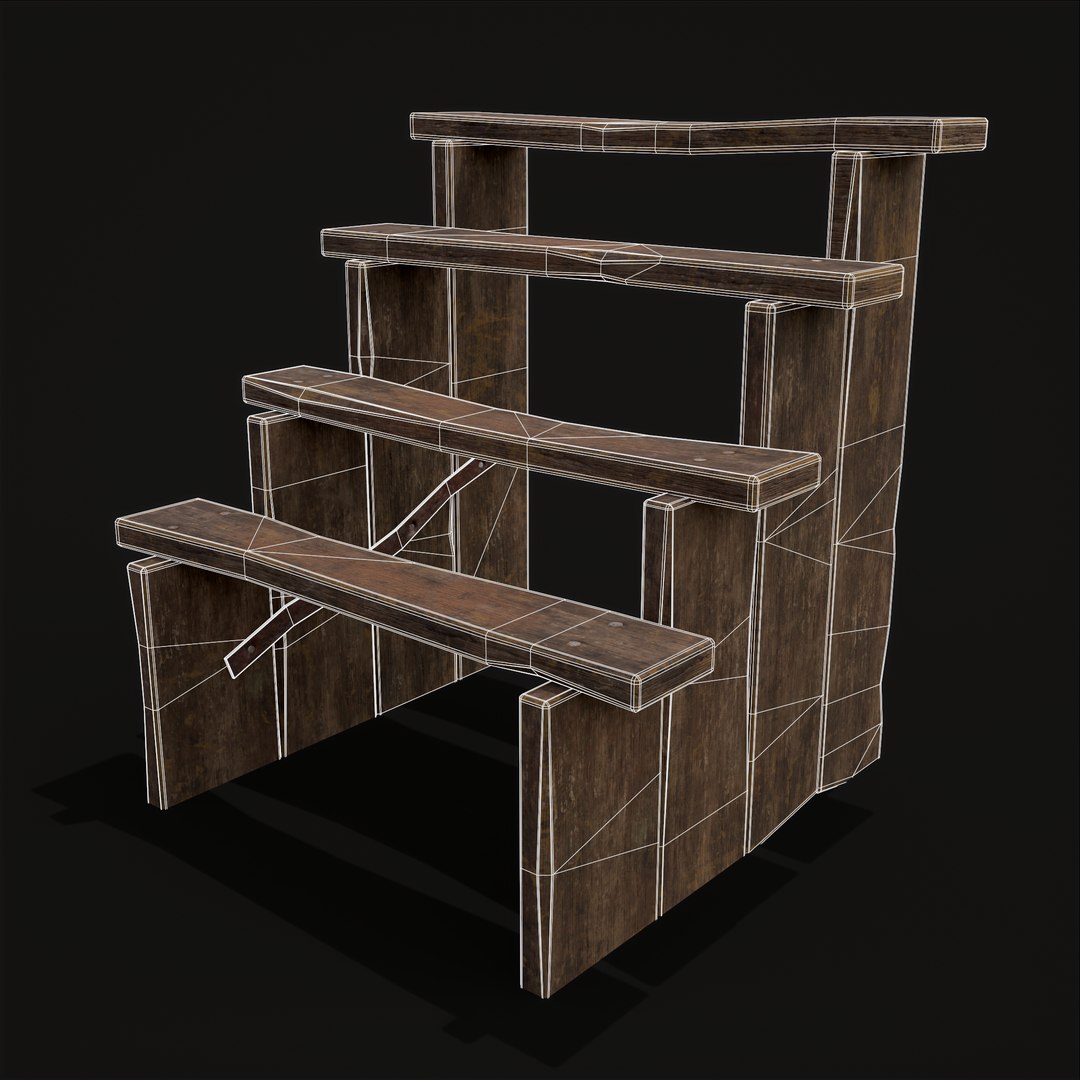 3D Rustic Medieval Wood Furniture Mix Three Model - TurboSquid 2036115