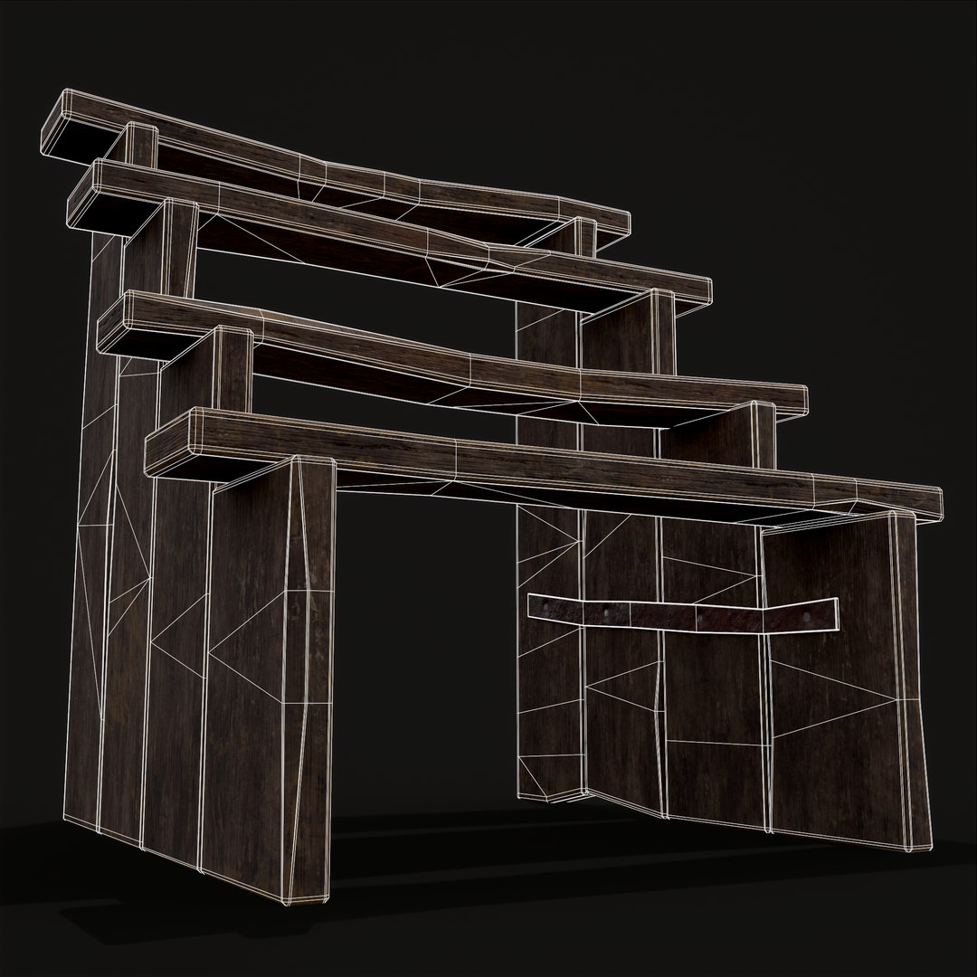 3D Rustic Medieval Wood Furniture Mix Three Model - TurboSquid 2036115